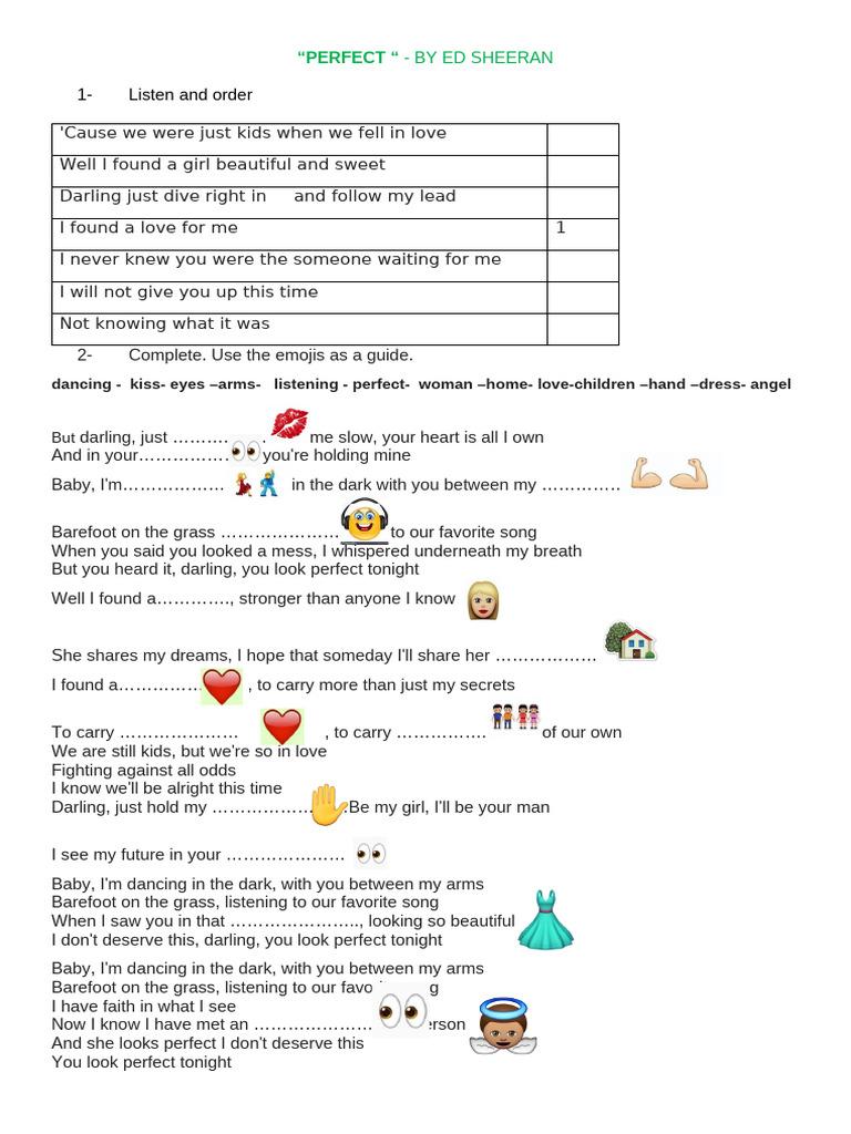Ed Sheeran's "Perfect" Lyrics Guide | PDF