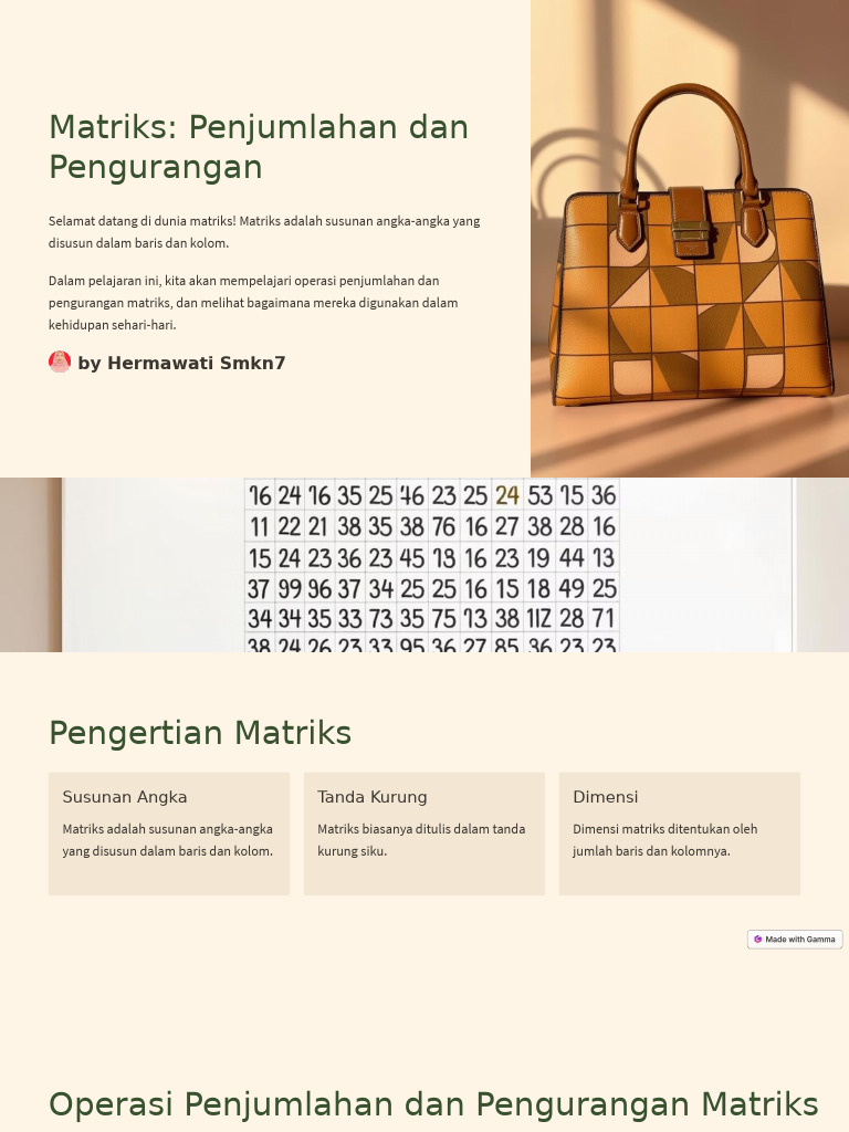 Matriks Penjumlahan Dan Pengurangan | PDF