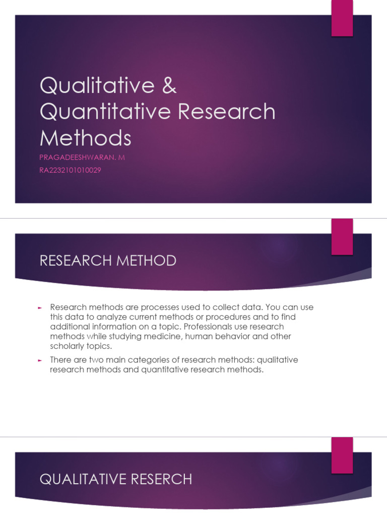 Qualitative & Quantitative Research Methods | PDF | Quantitative ...