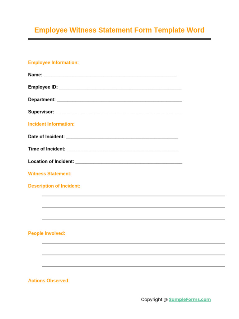 Employee Witness Statement Template | PDF