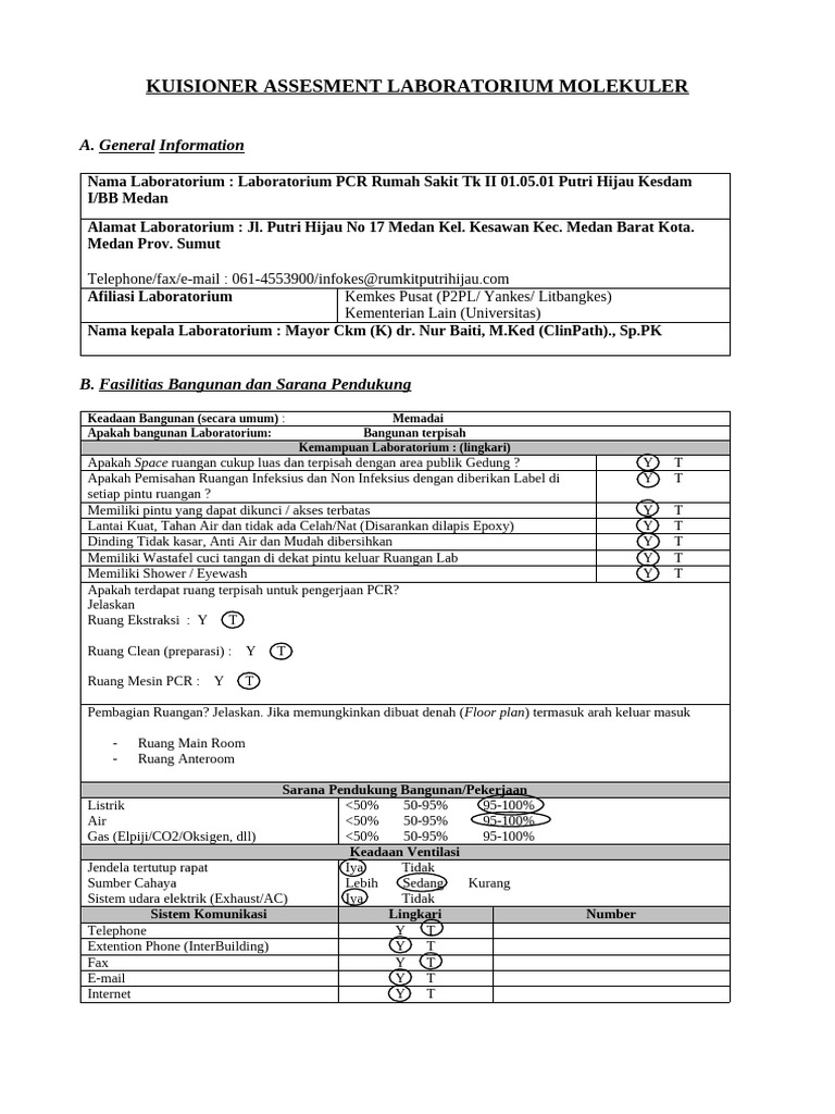 Kuisioner Assesment Lab COVID | PDF