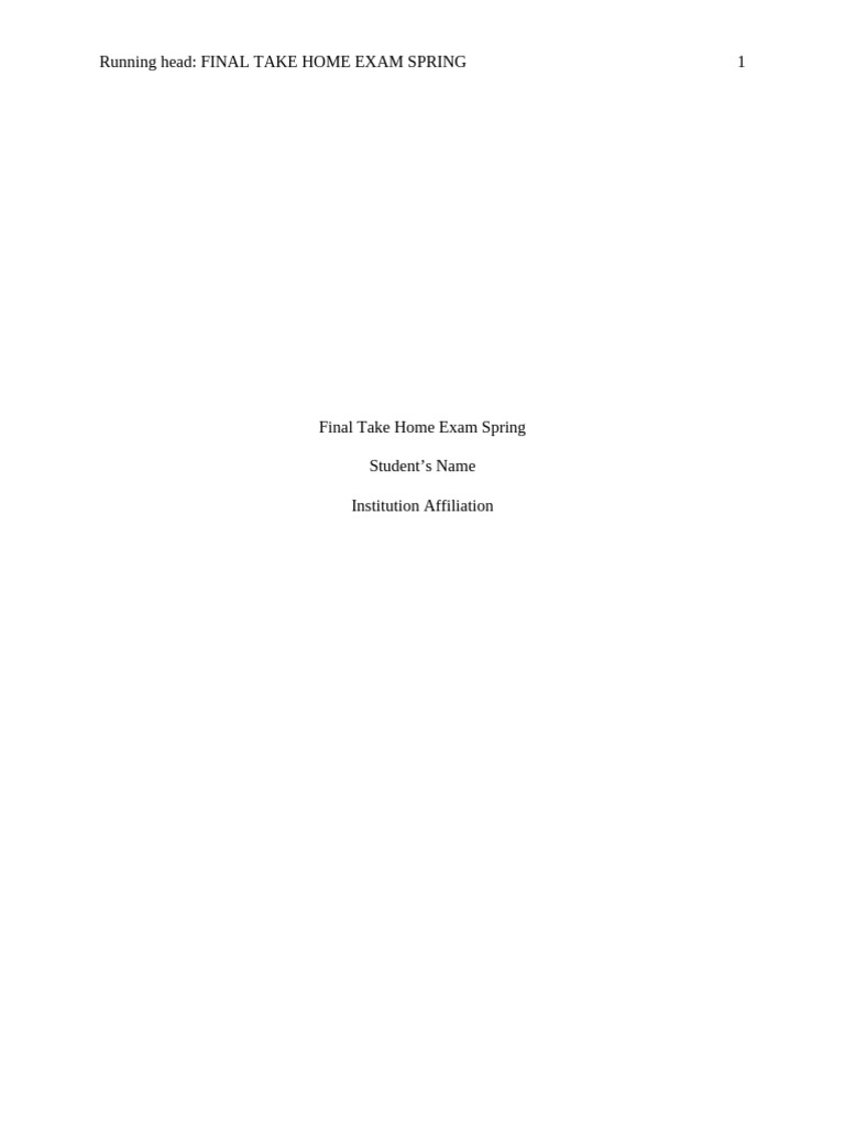 Final Take Home Exam Spring - Edited | PDF | Loans | Debt