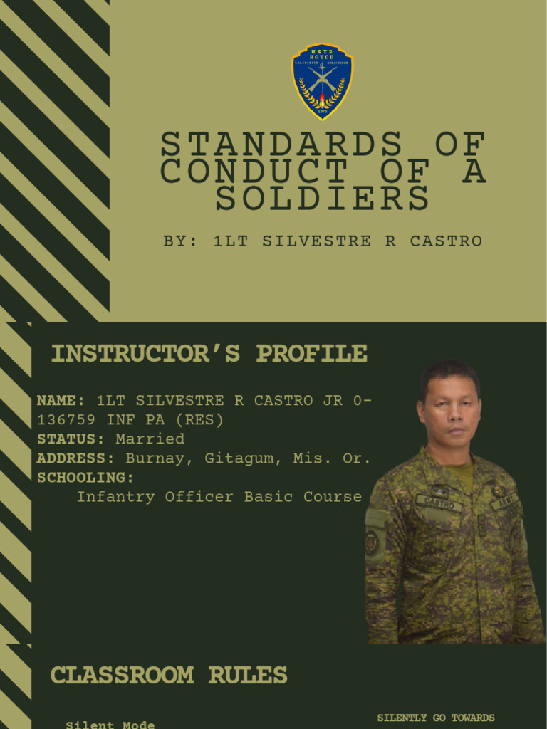 Standard of Conduct of a Soldiers | PDF | Disciplines | Philippines