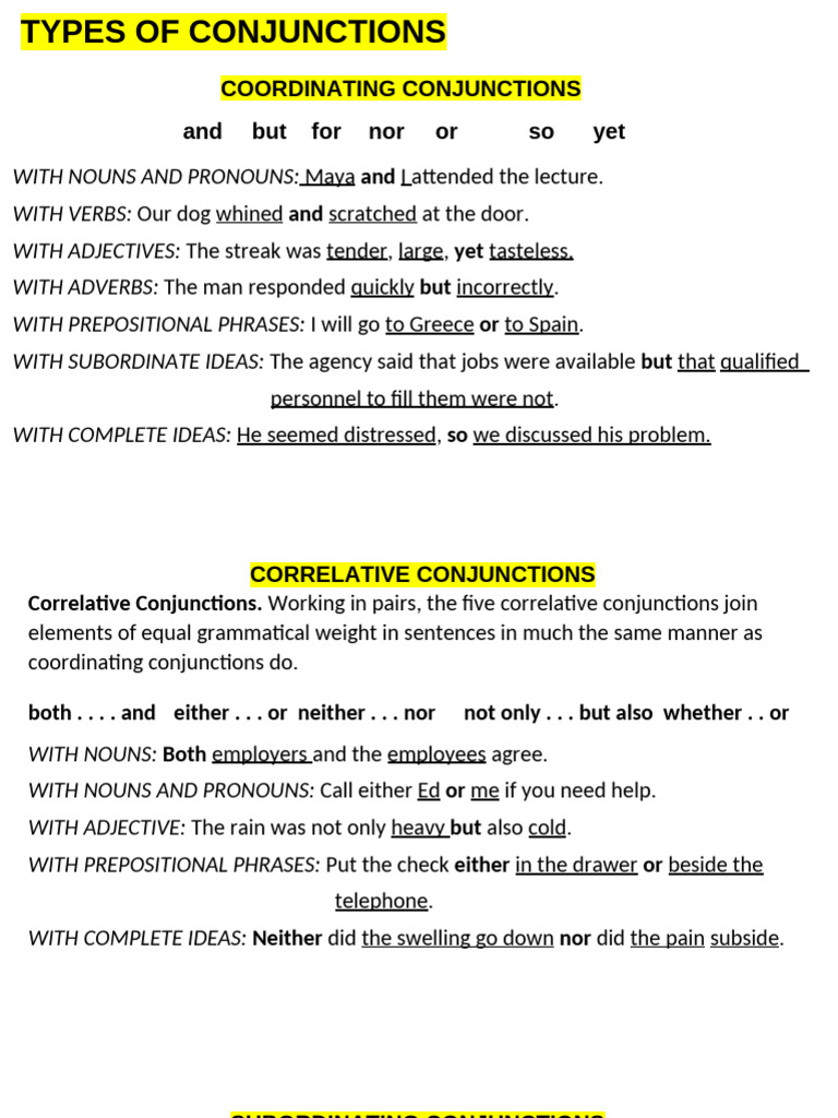 Types of Conjunctions | PDF