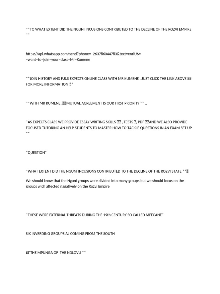 Nguni Incursions N The Decline of Rozvi | PDF | Southern Africa