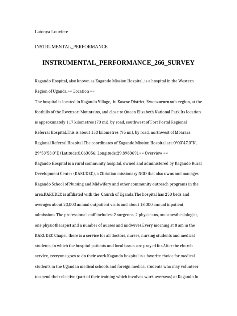 Instrumental Performance 266 Survey | PDF | Health Care | Public Services