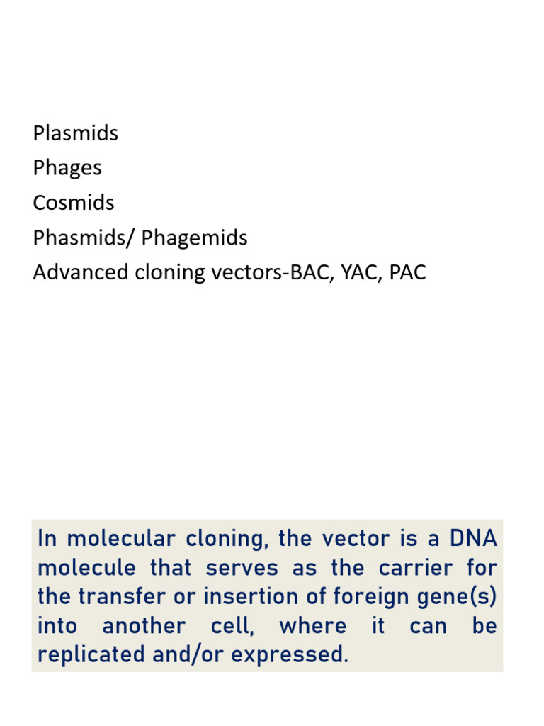L5-Plasmids Cloning Vectors | PDF | Plasmid | Vector (Molecular Biology)