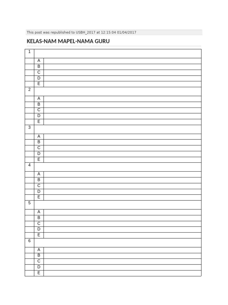 Template Soal-Kelas - Nama Mapel - Nama Guru Pts Ganjil 2024 | PDF