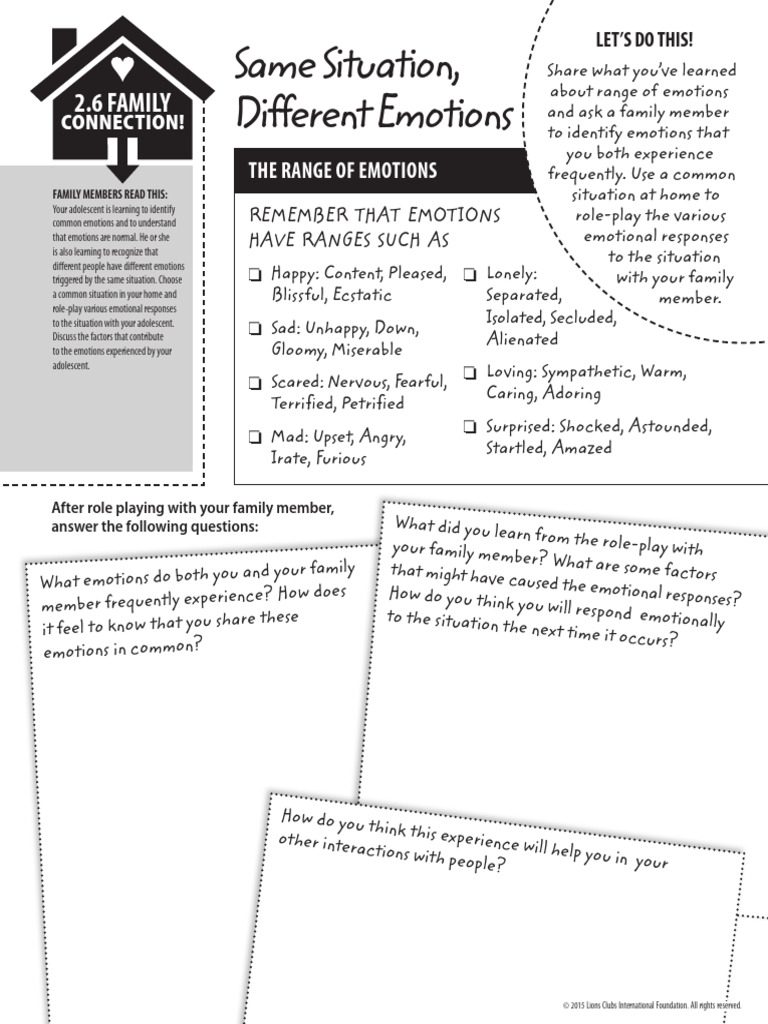 Grade-8-Unit2-Family-Connection-Worksheet | PDF | Emotions | Psychology