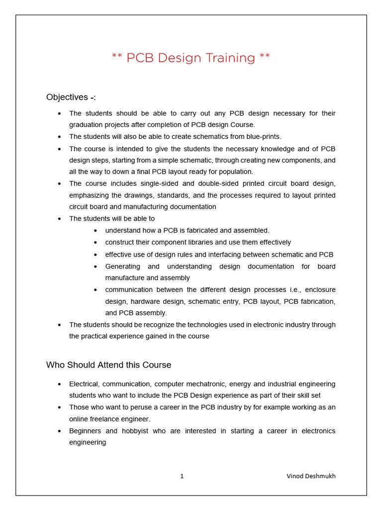 PCB Design Syllabus - Vinod Deshmukh | PDF | Printed Circuit Board ...