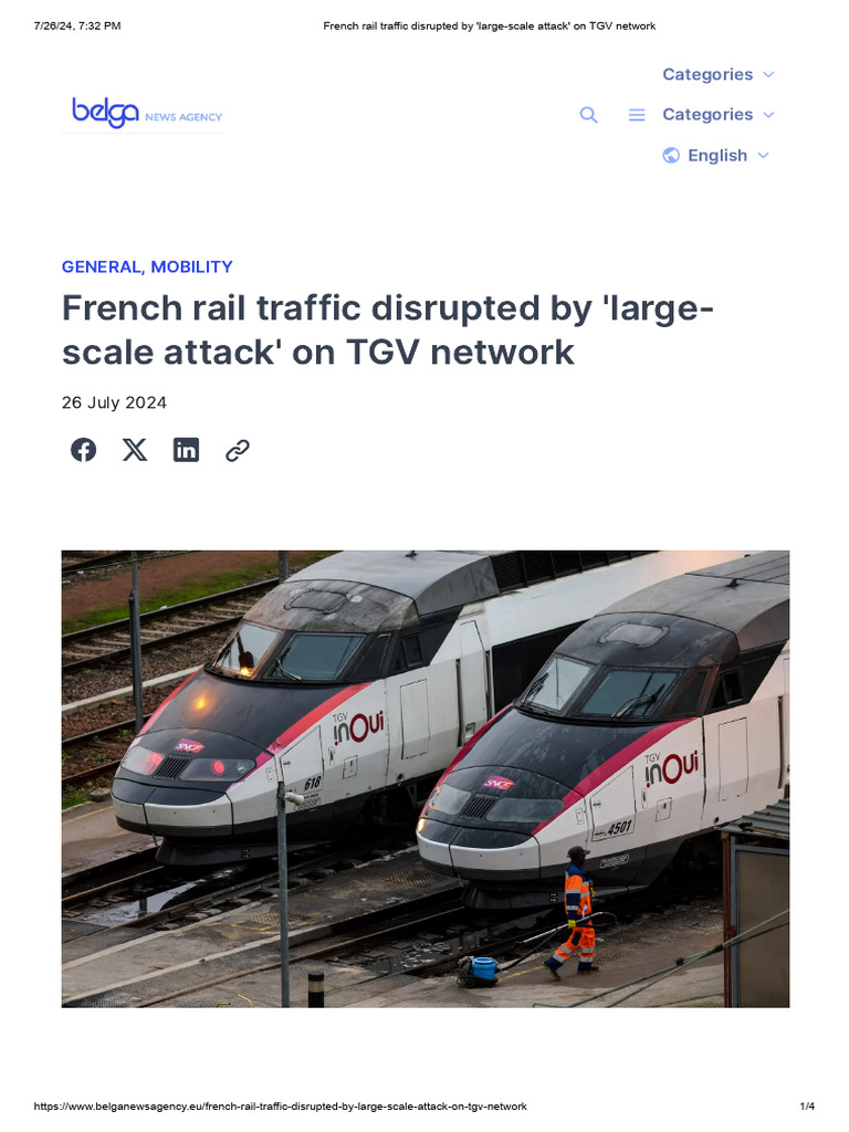 French Rail Traffic Disrupted by 'Large-Scale Attack' On TGV Network | PDF