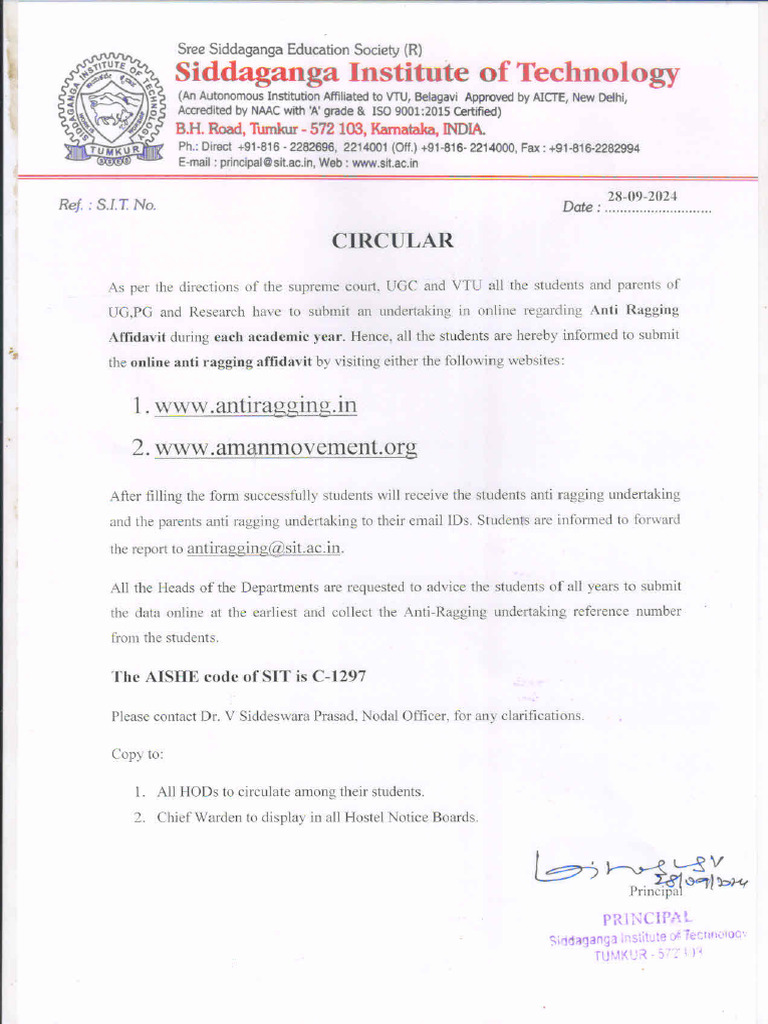 Antiragging Sep2024 | PDF