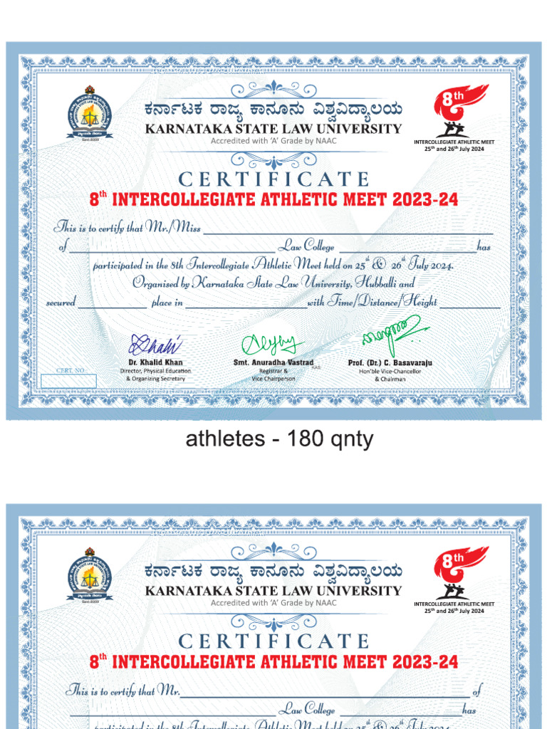 Certificates - 7 Types With Quantity | PDF