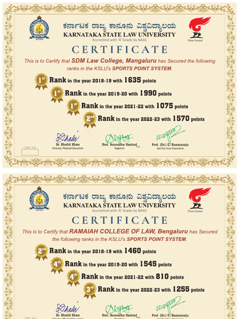 9 Point System Certificates - Curved - CDR 11 - 1 Each - 9 Nos | PDF