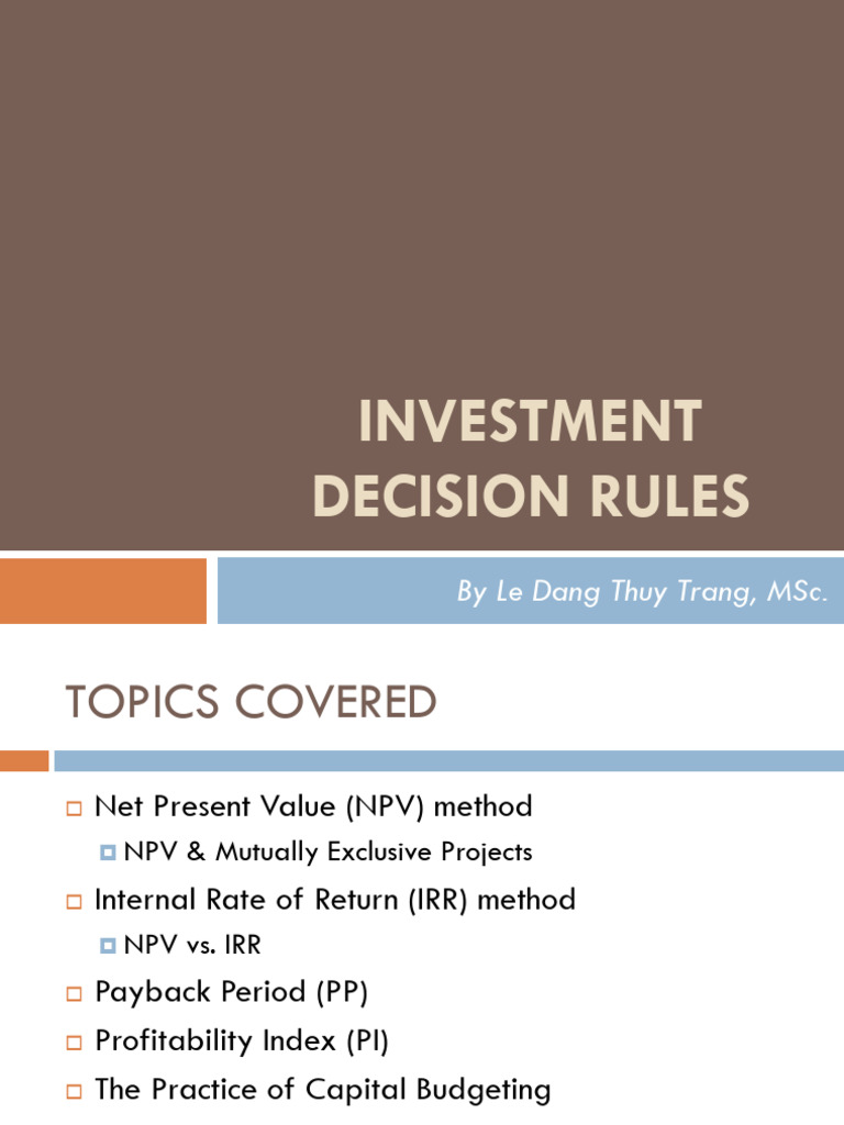 NPV and IRR Decision Rules Explained | PDF | Net Present Value ...