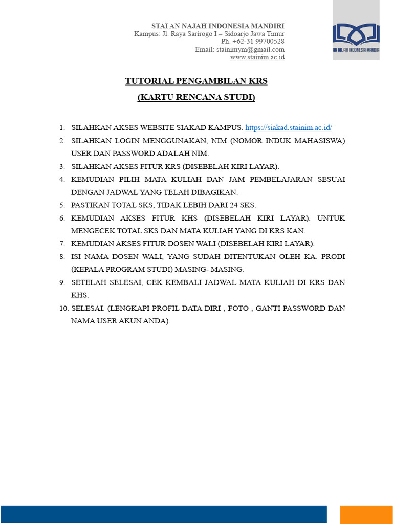 Tutorial Pengambilan KRS | PDF