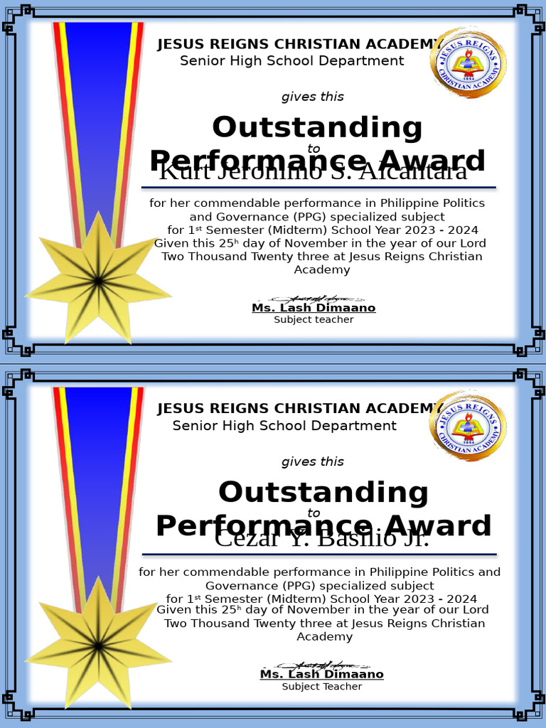 Outstanding Performance Awards 2023 | PDF | Monotheistic Religions ...
