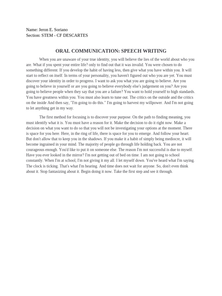 Oc - Speech Writing | PDF