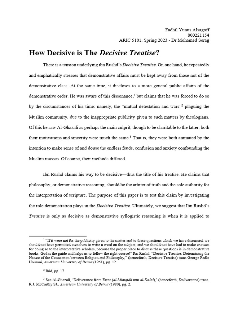 How Decisive Is The Decisive Treatise? | PDF | Reason | Truth