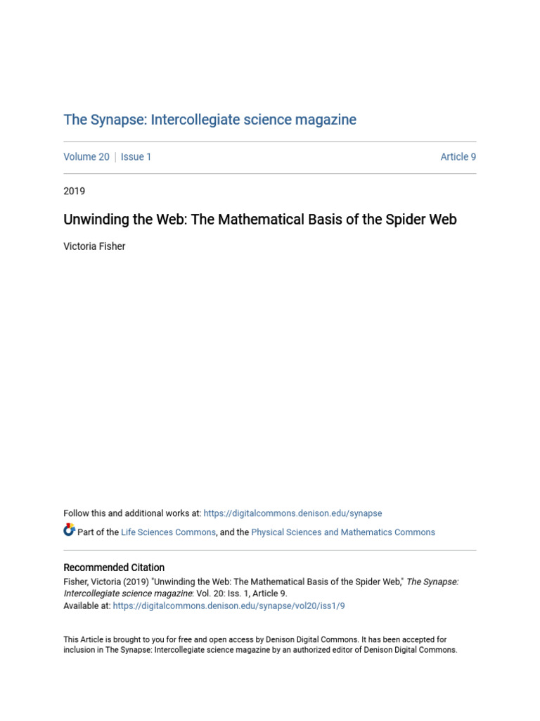 Unwinding the Web_ The Mathematical Basis of the Spider Web | PDF | Spider Web | Spider