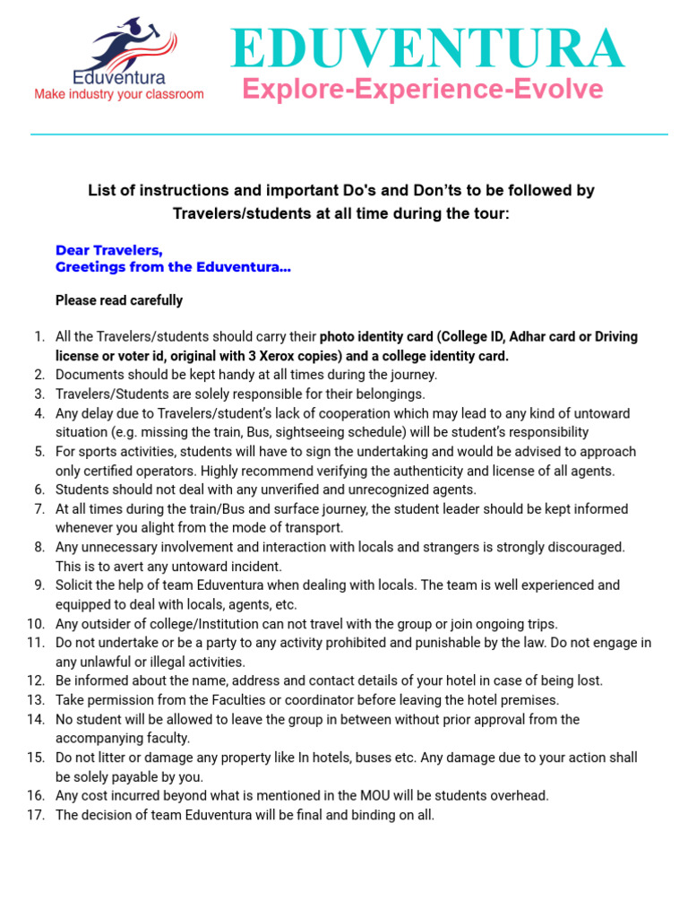 STD Travel Guidelines With Things To Carry. | PDF | Train | Identity ...