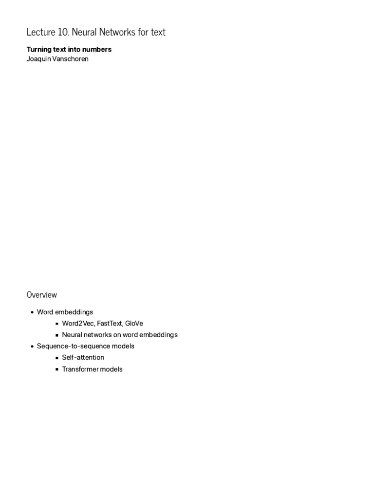 10 - Neural Networks for text | PDF | Statistical Classification | Cognitive Science