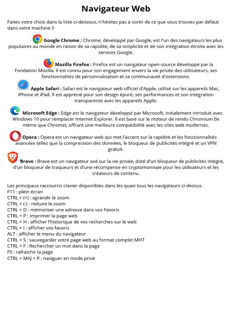 Liste des navigateurs web populaires | PDF | Safari (navigateur web ...
