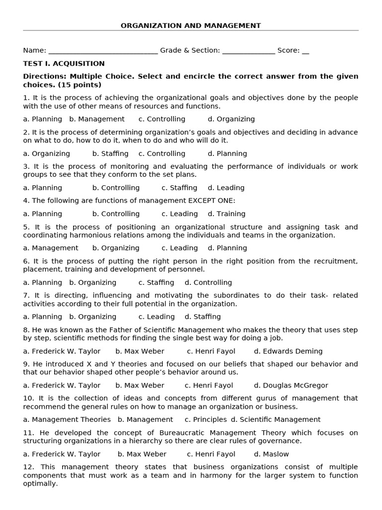 orga worksheet | PDF | Psychology | Business