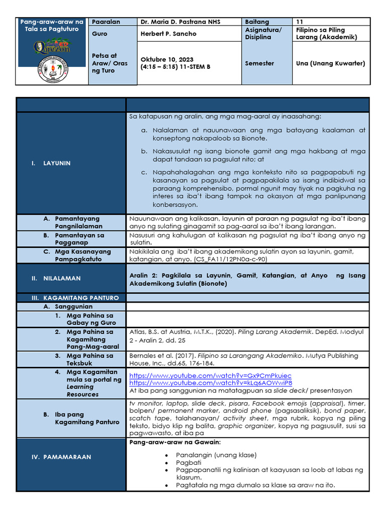 Sample Dlp-Bionote | PDF