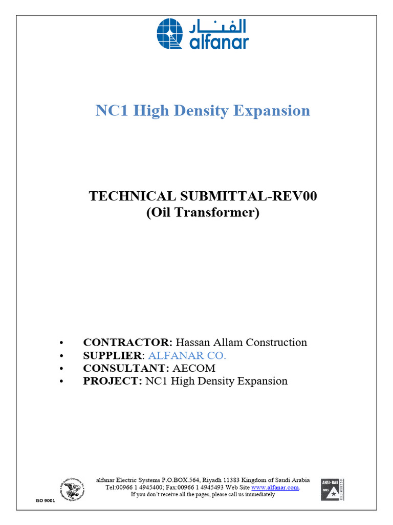 OIL TRF Submittal | PDF | Transformer | Electric Power Distribution