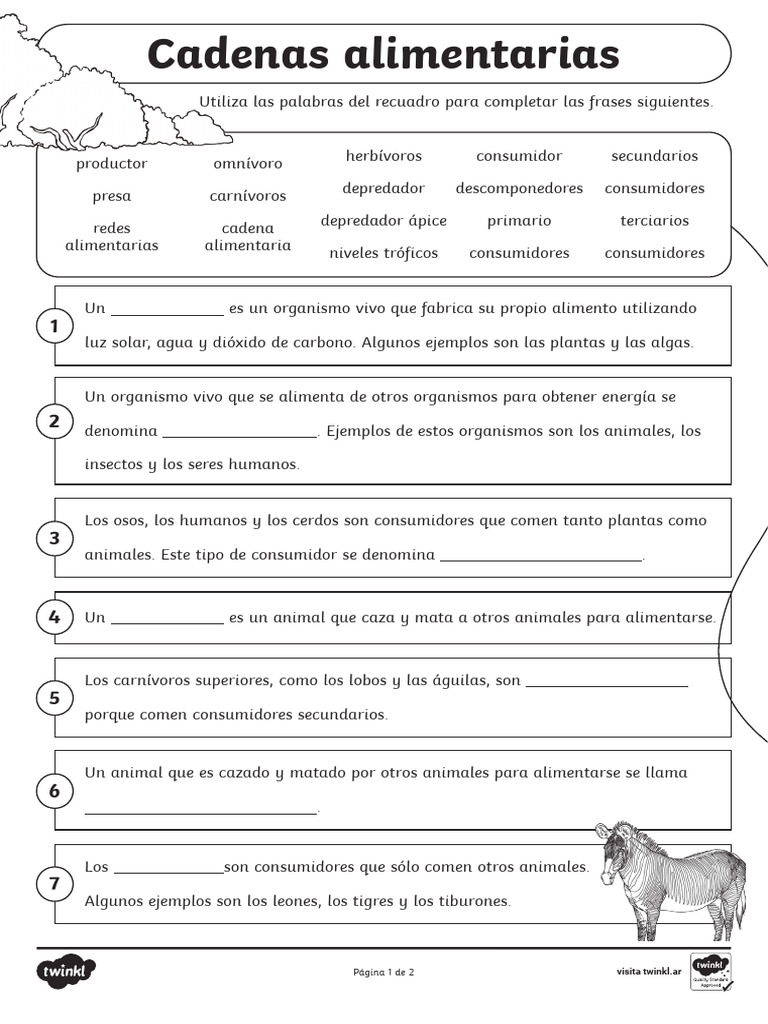 Actividades sobre Cadenas Alimentarias | PDF | Depredación | Ecología