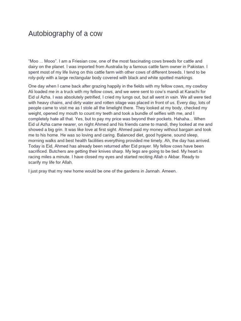 Autobiography Cow | PDF