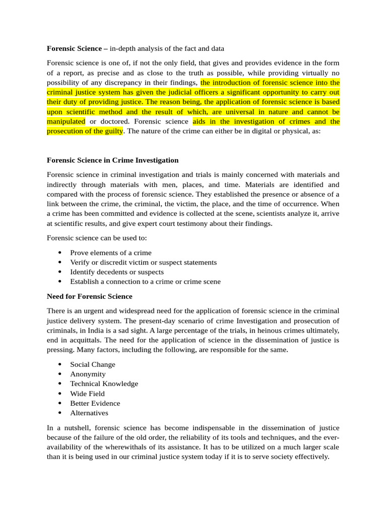 Forensic Science in Criminal Justice | PDF | Toxicology | Forensic Science