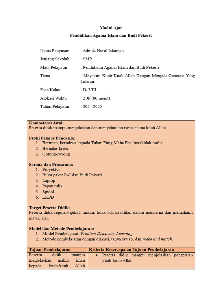 Modul Ajar Adinda Fiks | PDF
