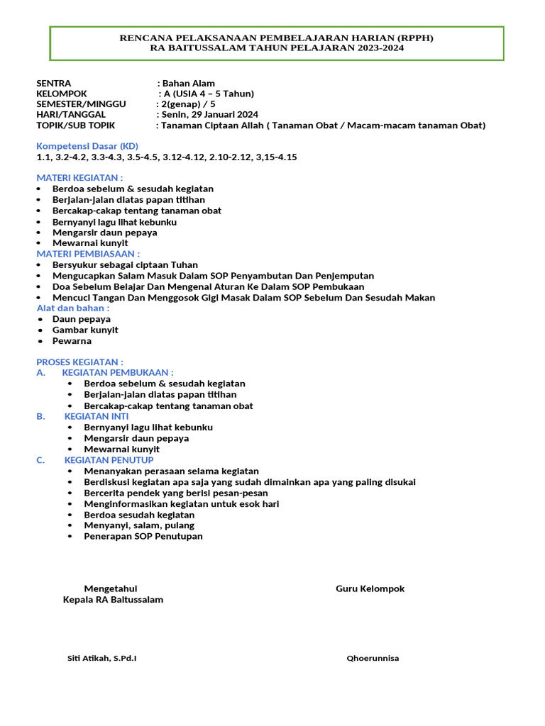 RPPH 29Jan-02 Feb 2024 A SENTRA BAHAN ALAM | PDF