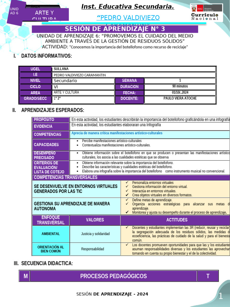 1° 2° Ses Act 03 - Ayc-U6 | PDF | Aprendizaje | Evaluación
