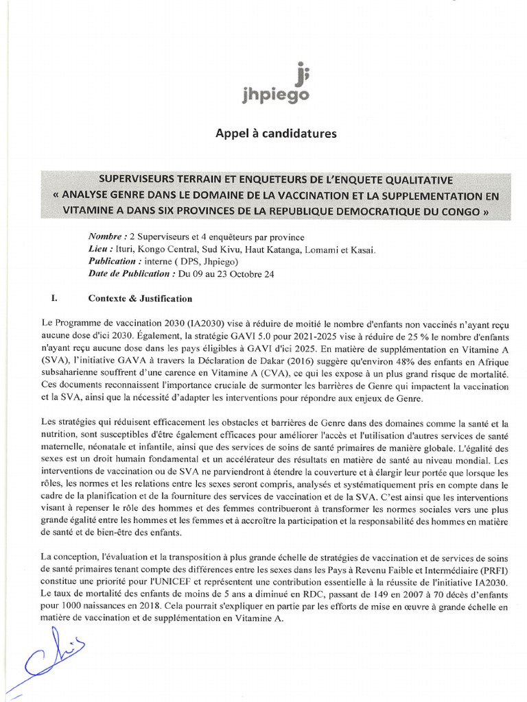 Recrutement Superviseurs Et Enqueteurs | PDF