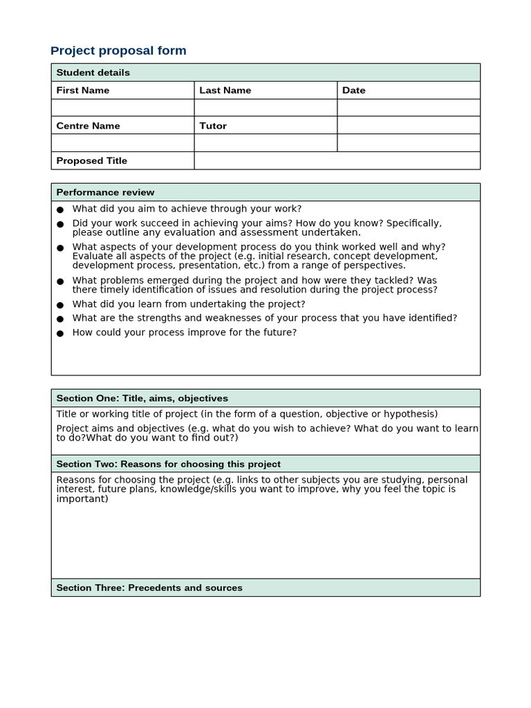 Project Proposal Form | PDF Project Proposal Form | PDF