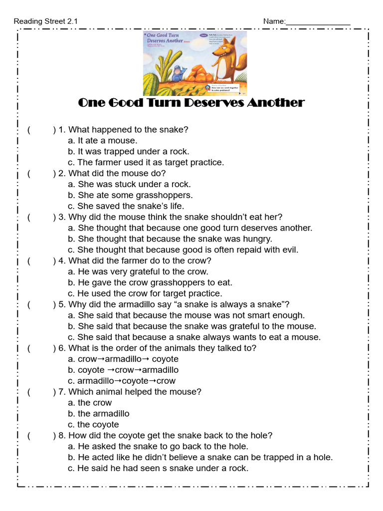 One Good Turn Deserves Another Summary | PDF