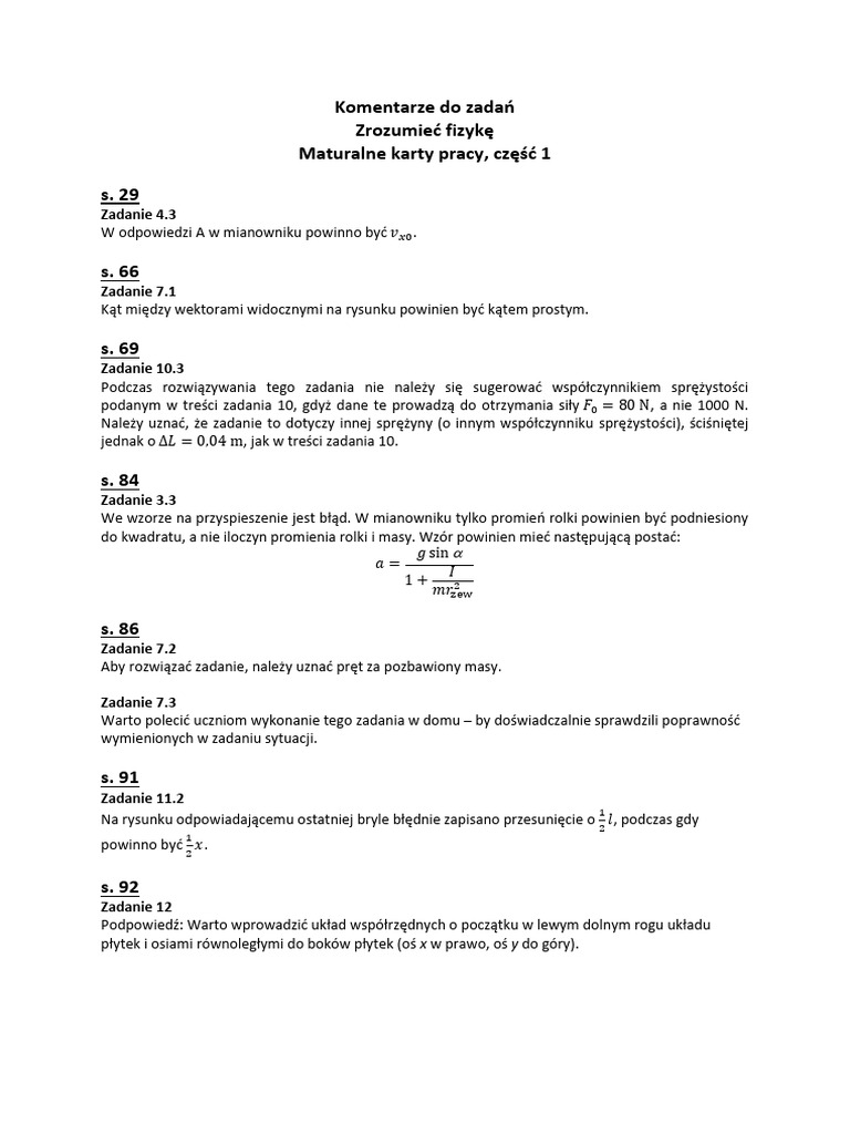 Komentarze Do Zadan Maturalne Karty Pracy cz1 | PDF