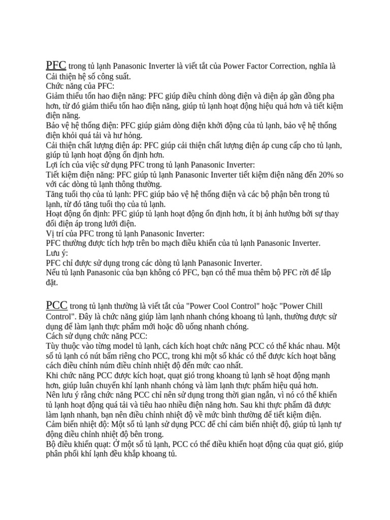 PFC Là Gì Trong T L NH Panasonic Inverter | PDF