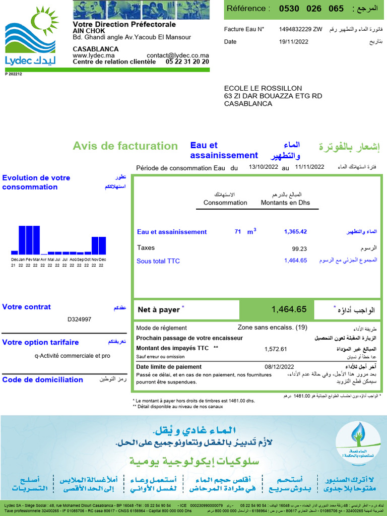 Facture Lydec | PDF | Taxe sur la valeur ajoutée | Argent