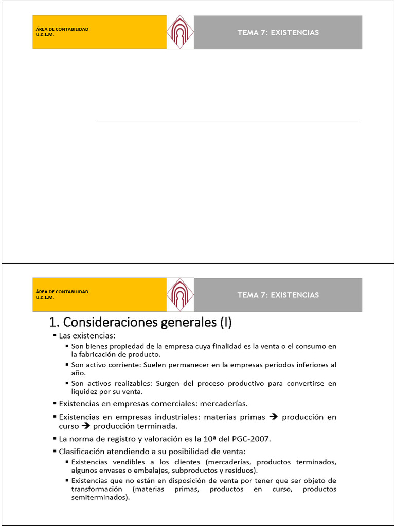 Tema 7. Existencias | PDF | Contabilidad | Business
