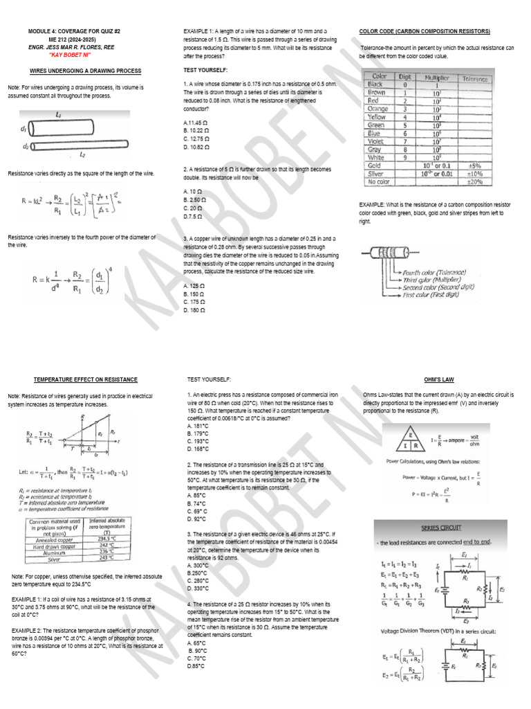 QUIZ2_TOPIC | PDF | Electrical Resistance And Conductance | Resistor
