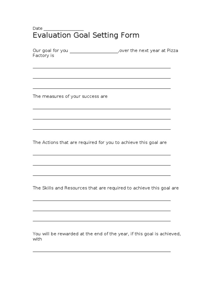 Evaluation Goal Setting Form | PDF | Career & Growth | Business