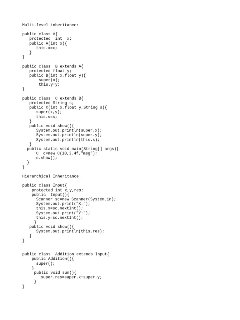 Inheritance Programs1 Pdf Method Computer Programming Object Computer Science 3154