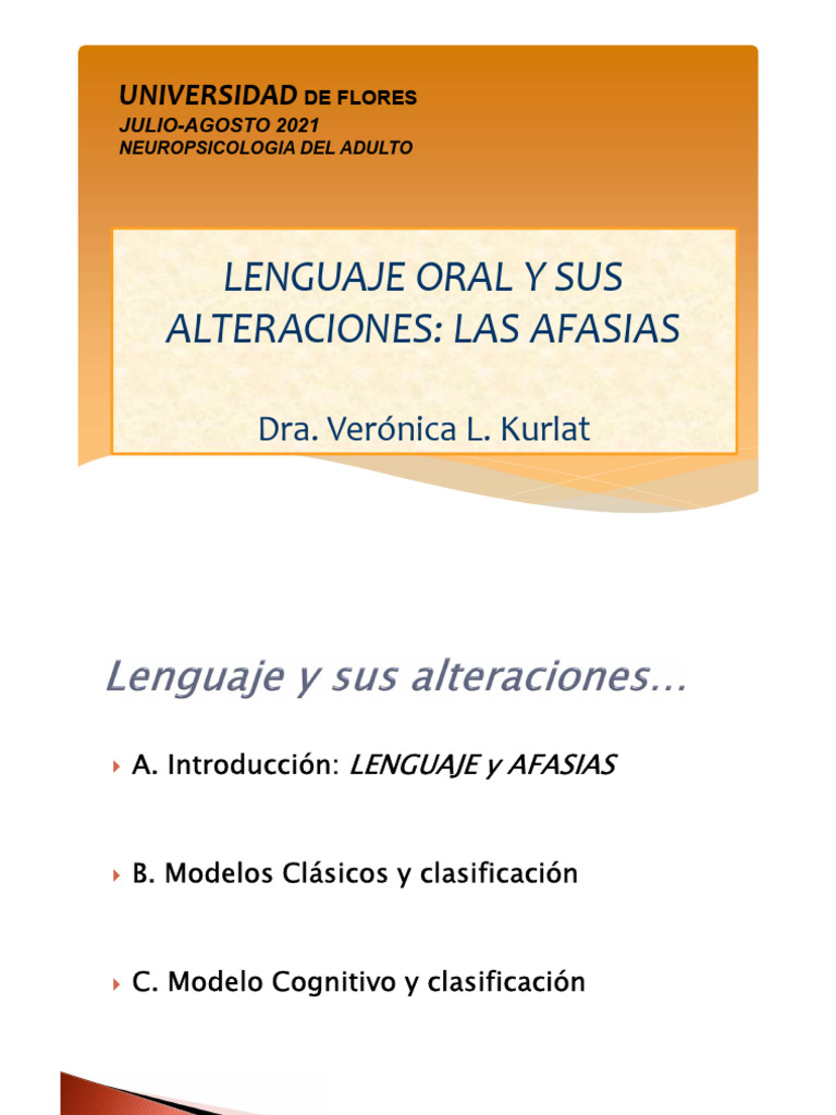 Clase Afasias Kurlat Uflo 2021 | PDF | Afasia | Palabra