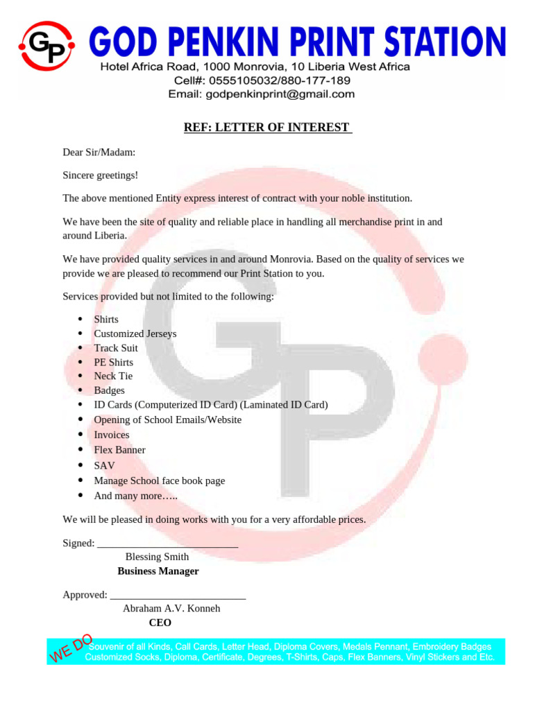 Letter of Interest | PDF