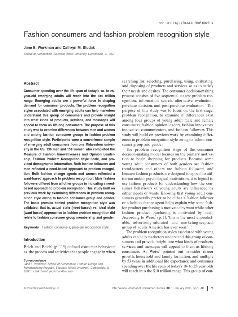 Fashion Consumers and Fashion Problem Recognition Style | PDF ...