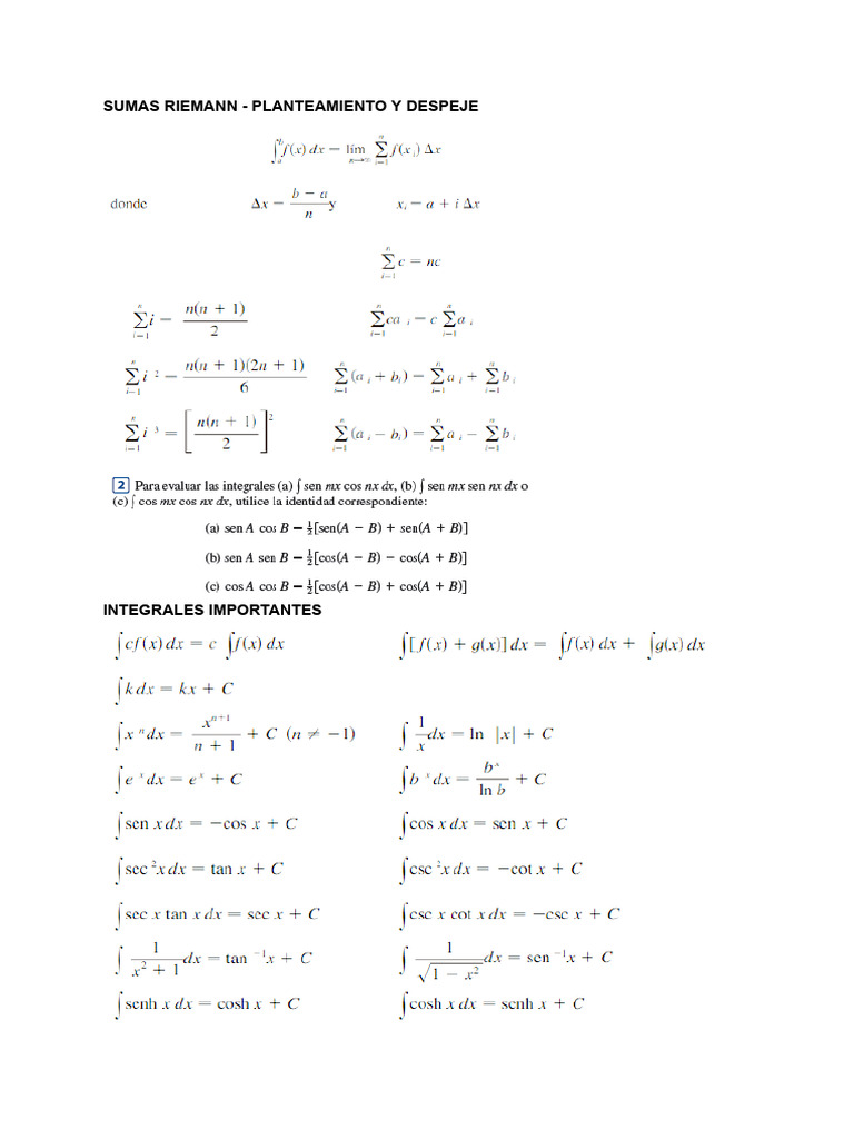 Hoja de Formulas | PDF